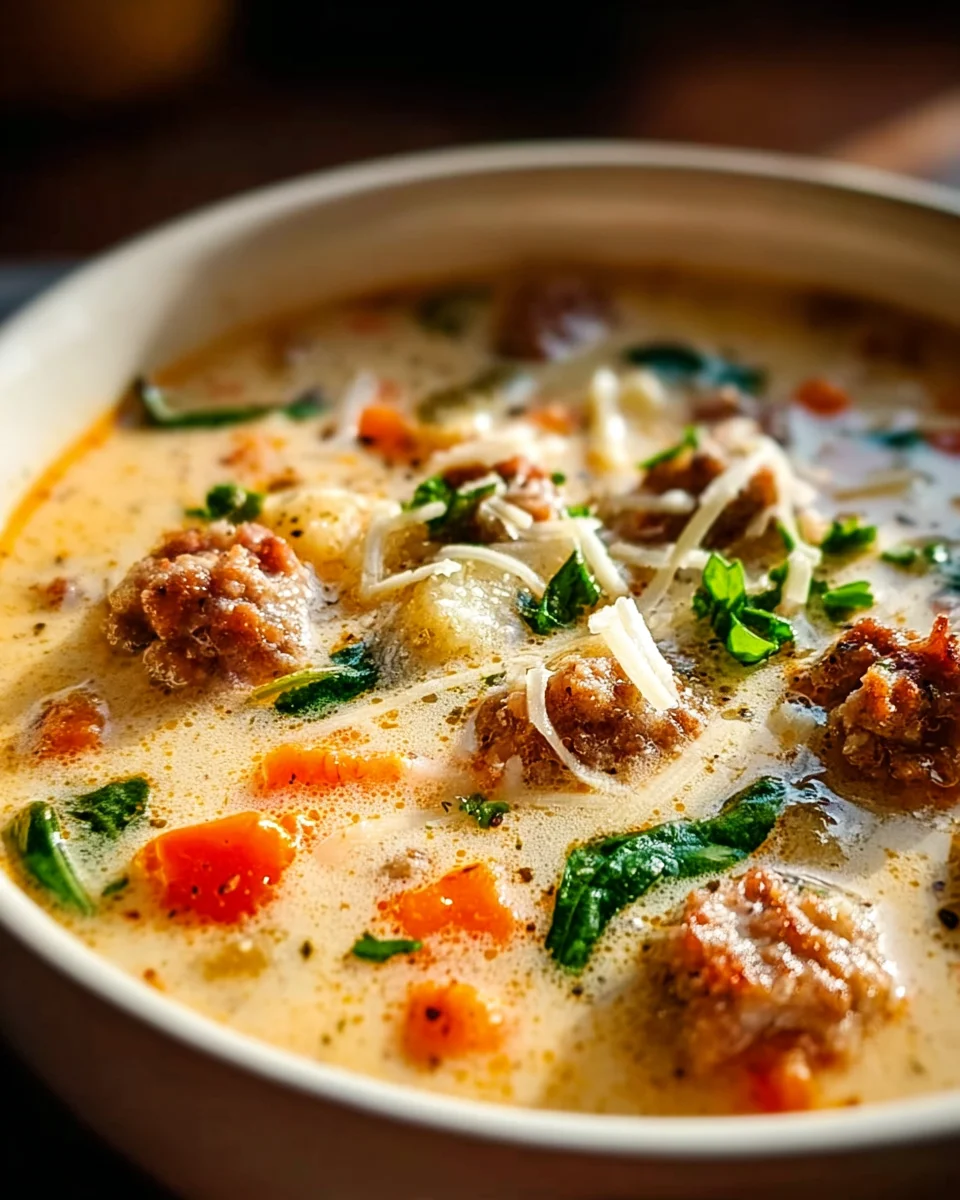 Delicious Velvety Beef Sausage Parmesan Soup Recipe - Mamablueberry